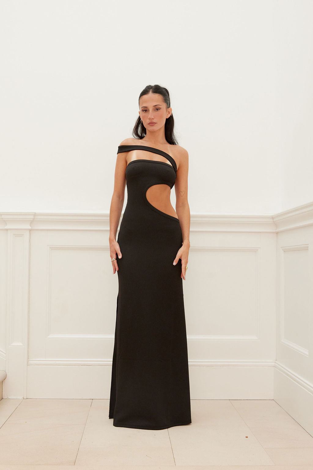 CURVED HIP CUT OUT MAXI DRESS – Winchester Studios